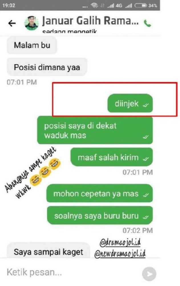 10 Chat Typo Lokasi Jemput Ojek Online, Bikin Gagal Paham - Dailysia